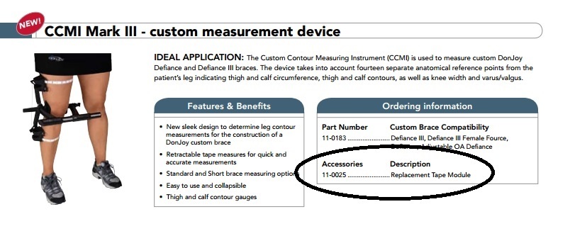 DonJoy Kit, Tape Module, for Custom Contour Measuring Instrument CCMI ...