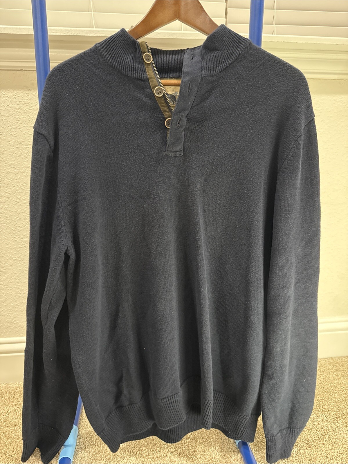 Refectory British Inspired Mens Navy Pullover 1/4 But… - Gem