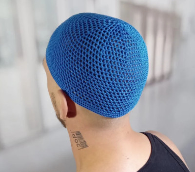Crochet mesh skull cap for mens who hair loss Stretch breathable hat at ...