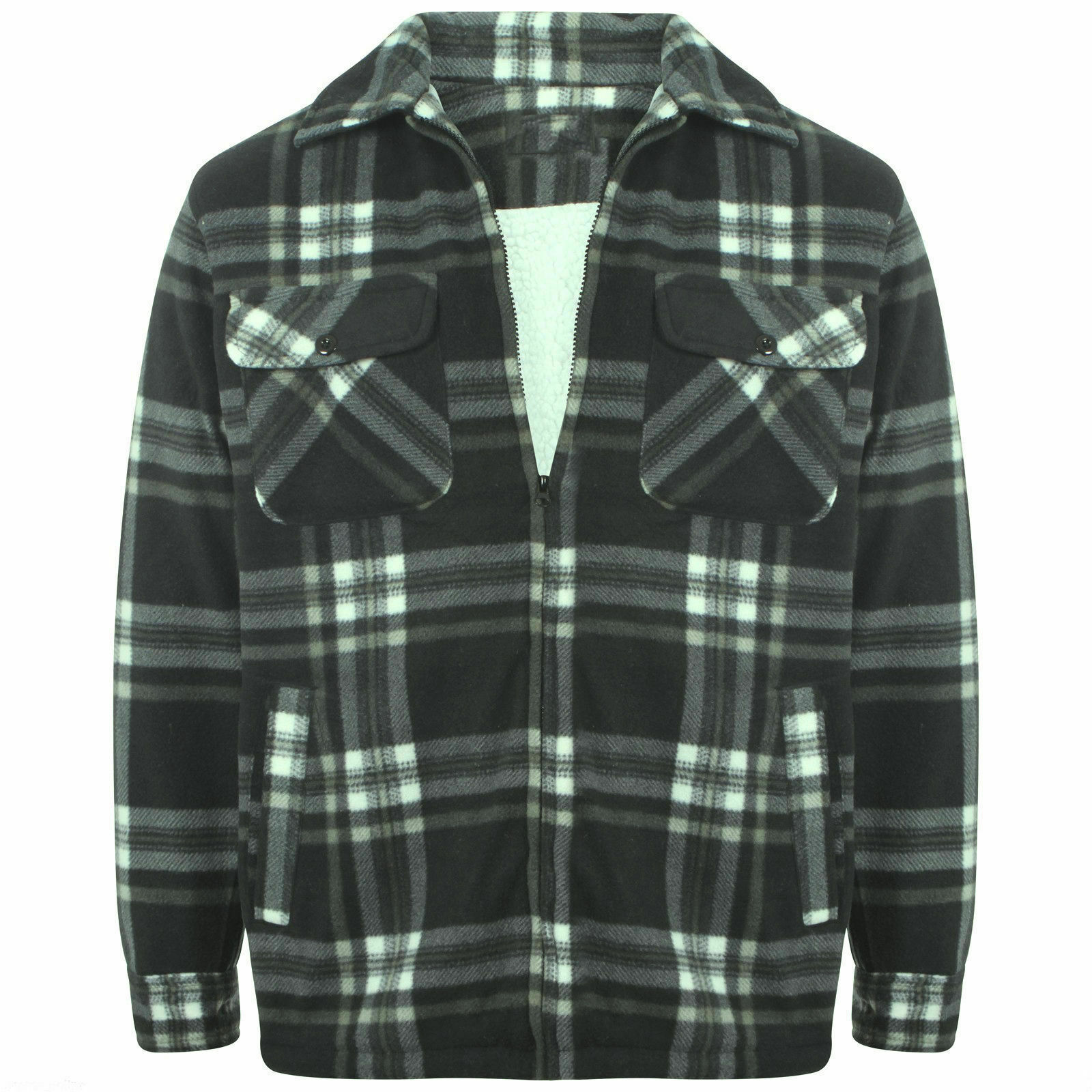 Men s Padded Work Shirts Quilted Fleece Lumberjack Shirt Top Coats ...