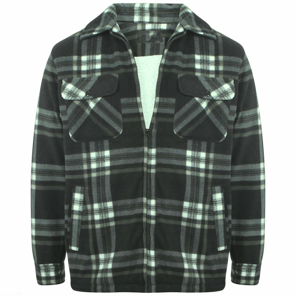 Men s Padded Work Shirts Quilted Fleece Lumberjack Shirt Top Coats ...