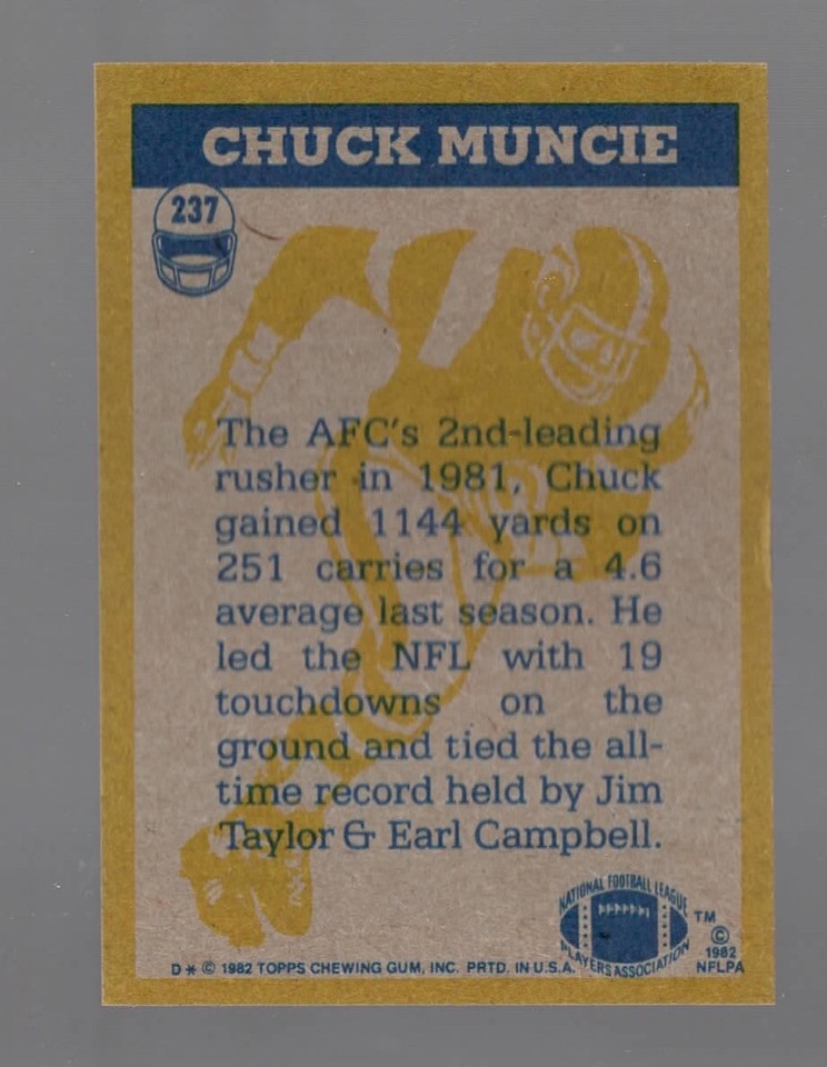 1982 Topps #237 Chuck Muncie NM/Mint | eBay