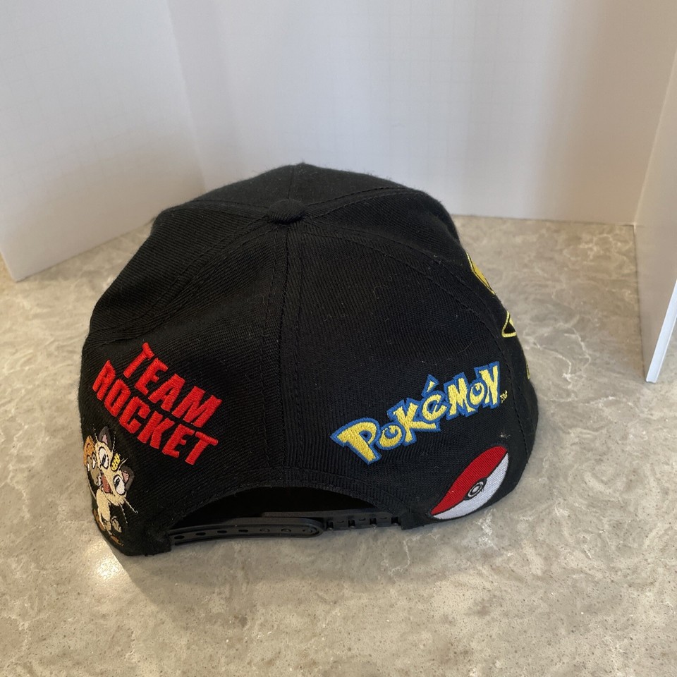 Pokemon Trainer Snapback Hat Team Rocket Pikachu Gengar Meowth Baseball ...