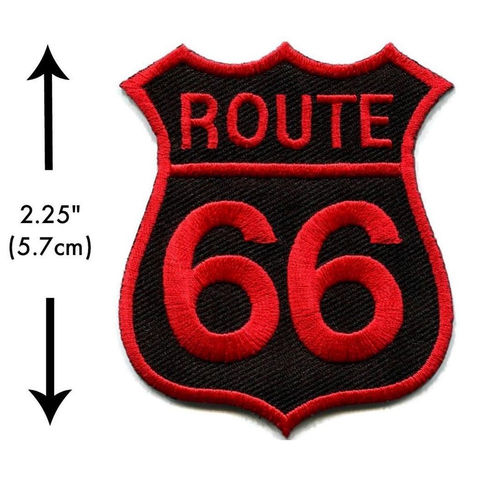 ROUTE 66 IRON ON PATCH 2.25" Punk Rocker Biker Rockabilly Embroidered ...