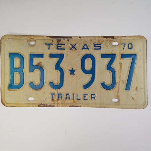 Vintage 1970 Texas Trailer License Plates Blue B53-937 | eBay
