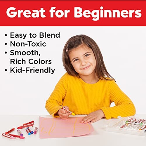 Blendable Oil Pastels In Durable Storage Case- 24 Vibrant Colors - Non ...