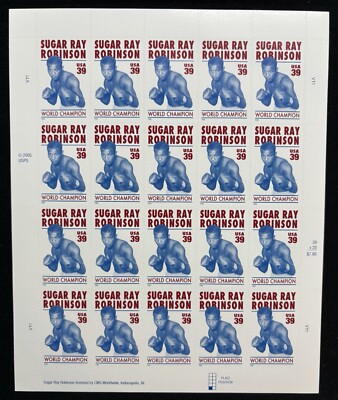 SUGAR RAY ROBINSON WORLD CHAMPION BOXER USA .39 Cents Stamps Sheet USPS ...