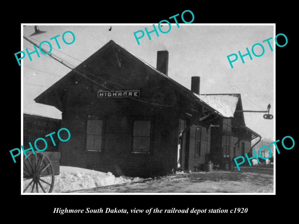 OLD POSTCARD SIZE PHOTO OF HIGHMORE SOUTH DAKOTA THE RAILROAD STATION ...