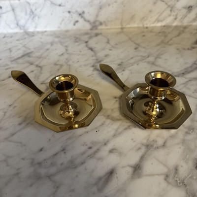 Pair of Vintage Brass Frying Pan Candlestick Holder Brass Skillet | eBay