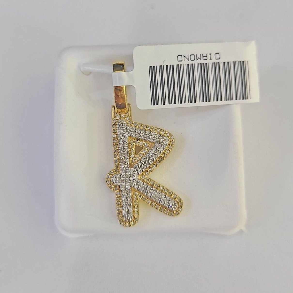 10k Yellow Gold Diamond R Charm Pendant Initial Alphabet Letter Real ...