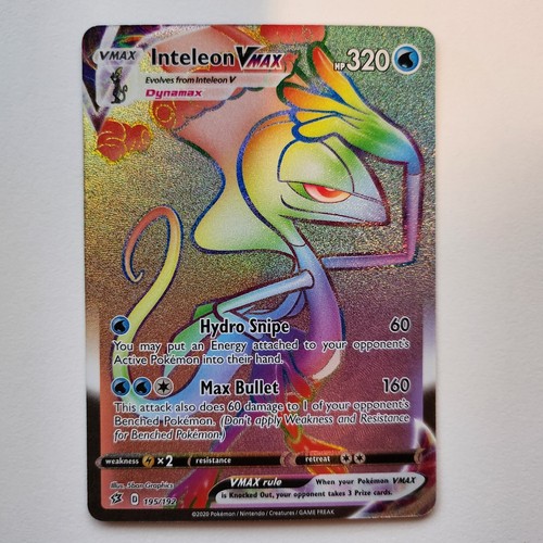 Inteleon VMAX 195/192 Full Art Rainbow Secret Rare Card Pokémon Rebel ...