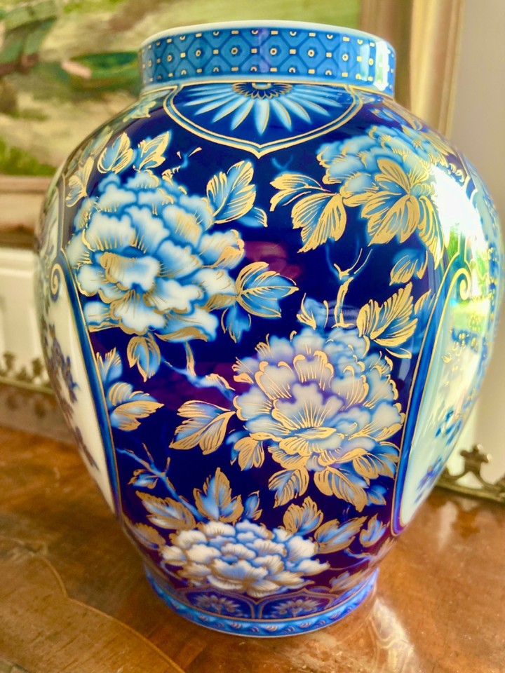 Magnifique Vase Porcelaine bleu cobalt AK Kaiser Germany Design K ...