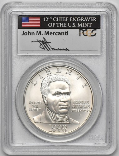 1998 S Crispus Attucks U.S. Silver Dollar Commemorative PCGS MS70 | eBay