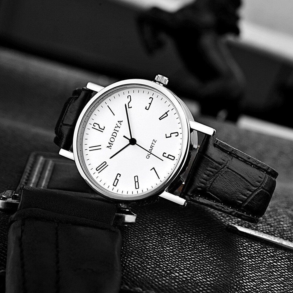 Simple Classic Men Women Leather Strap Numeric Quartz Analog Wristwatch ...