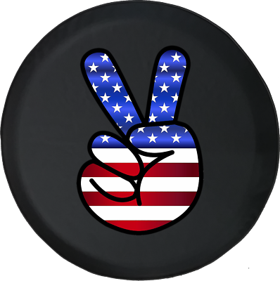 Spare Tire Cover American Flag Peace Sign Hand Adventure Offroad JK ...