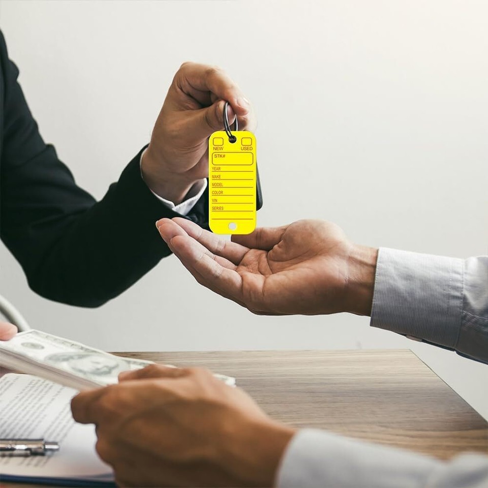 Poly Key Tags Plastic Key Tags w/ 200 Rings & 2 Markers Car Dealer 200 ...