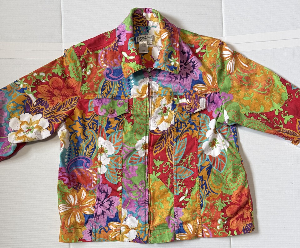 COLDWATER CREEK - Women's Bright Floral Full Zip Jacket - Size 1X | eBay