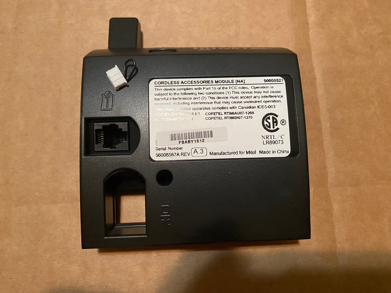 Mitel 50005521 Cordless Headset/Handset DECT Module With Jumper Cable ...