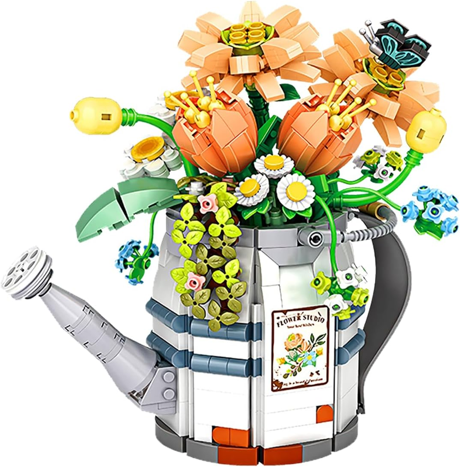 Watering Can Bouquet Building Set – 973 Pcs Mini Bricks Flower Pot ...
