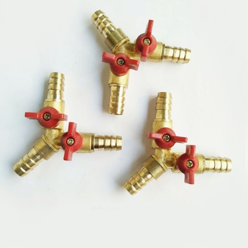 Shut Off Ball Valve Brass Hose Barb Clamp Tee For Fuel Gas 516 Inch 8mm ...