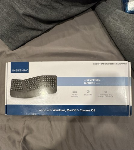 Insignia - Full-Size Wireless Ergonomic Membrane Keyboard - Black | eBay