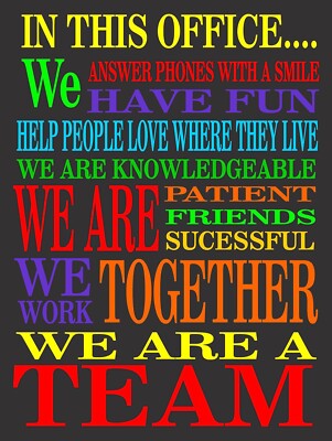 In This Office we are a Team, Retro vintage style metal tin sign gift ...