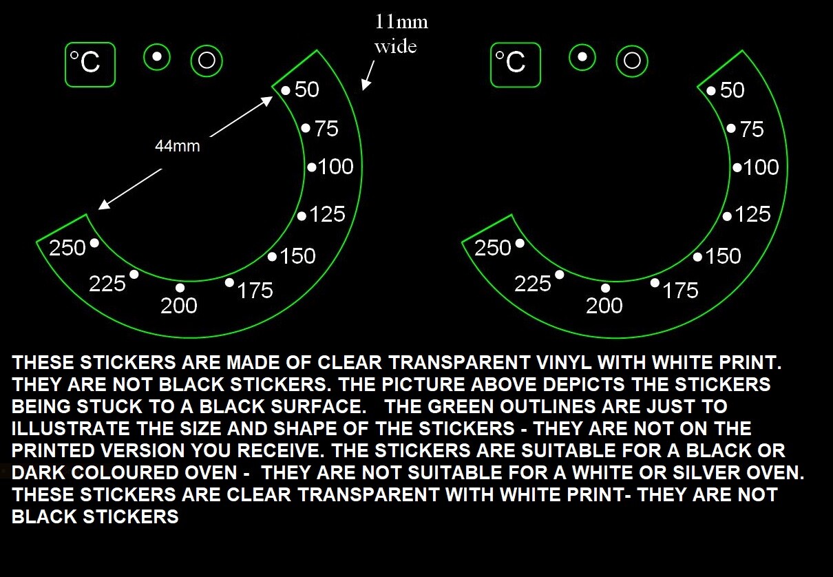 50-250 OVEN TEMPERATURE STICKERS with replacement 44mm inner diameter ...