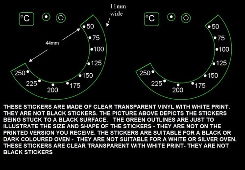50-250 OVEN TEMPERATURE STICKERS with replacement 44mm inner diameter ...