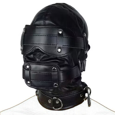 Bondage Head Mask Gimp Headgear Full Hood Harness Restraint Slave ...