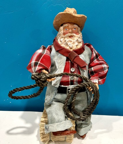 Santa Claus Cowboy on Hay Bale and Lasso By Silvestri | eBay