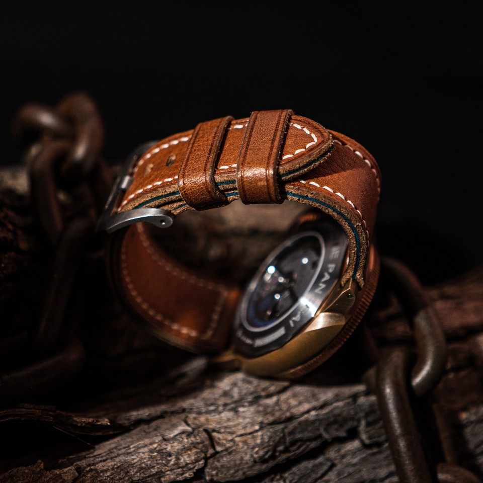 Golden Monster Vachetta Veg Leather Strap for PAM Watches Handmade PAM ...