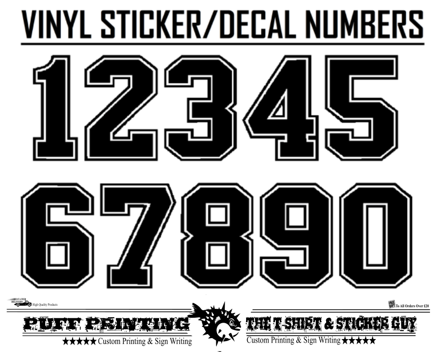 Script Numbers Stickers Decals