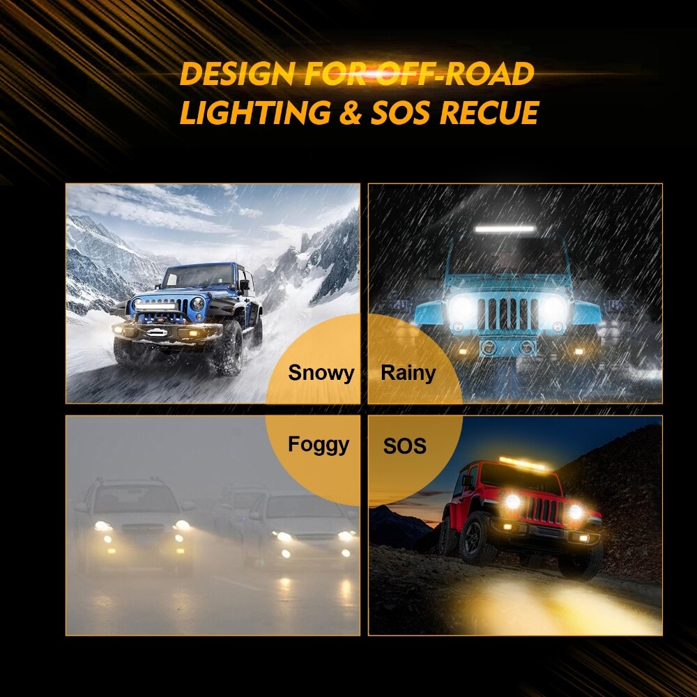 AUXBEAM 5"inch Flush Mount Led Work Lights White&Amber Strobe Pods for ...