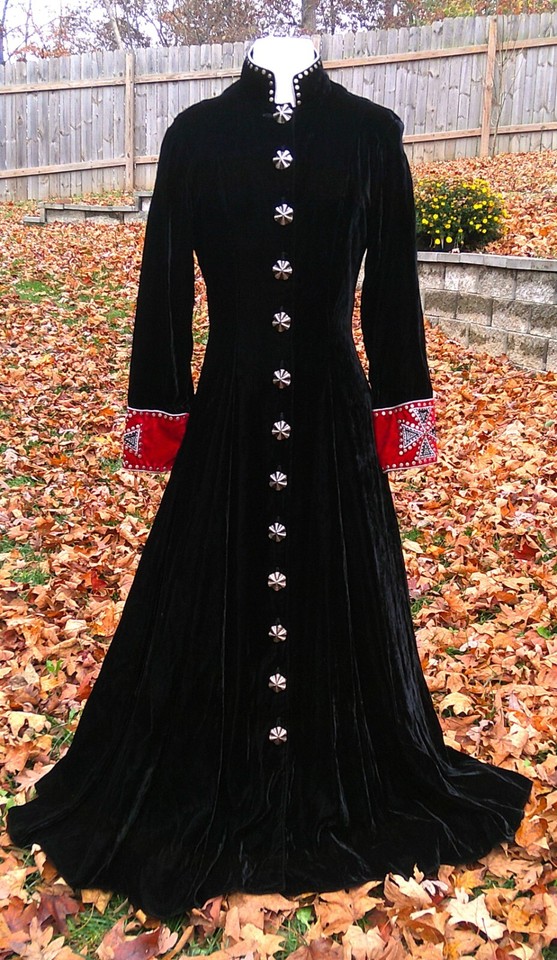 Double D Ranch Black Crushed Velvet Maltese Cross Duster M EUC Runs ...