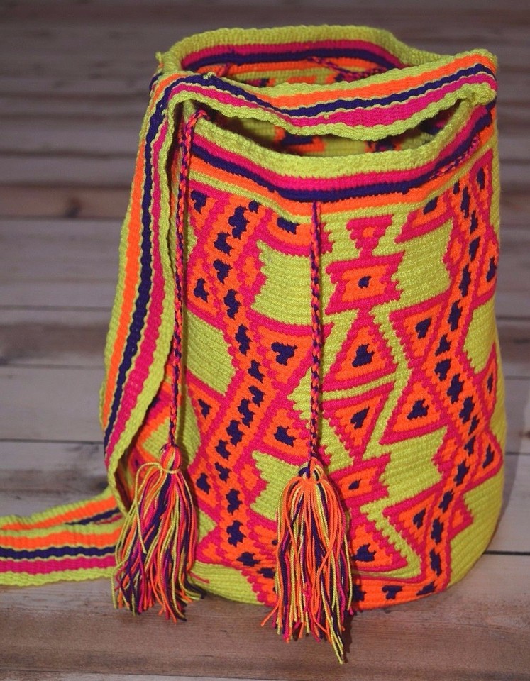 Tribally Hand Woven Wayuu Large Colorful Textile Mochila Shoulder Bag ...