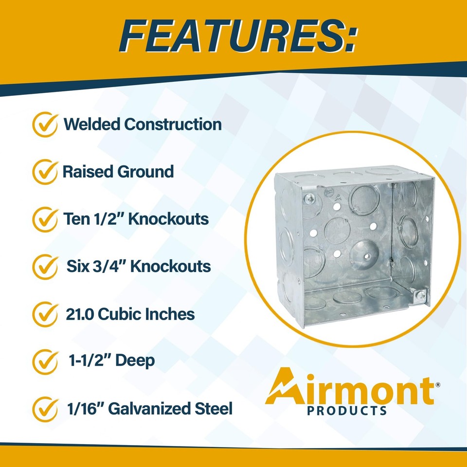 Outlet Box Kit, Includes 4X4'' Welded Metal Electrical Box, 2 Tamper ...