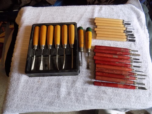 Large Lot Vintage Chisels wood carving tools 26 pieces crafting models ...