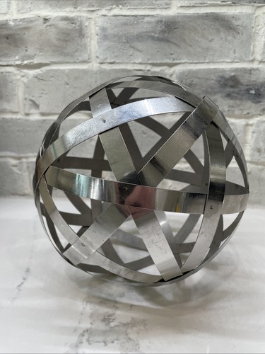 2 Metal Decorative Sphere Large Silver Mod Modern 6” And 8” | eBay