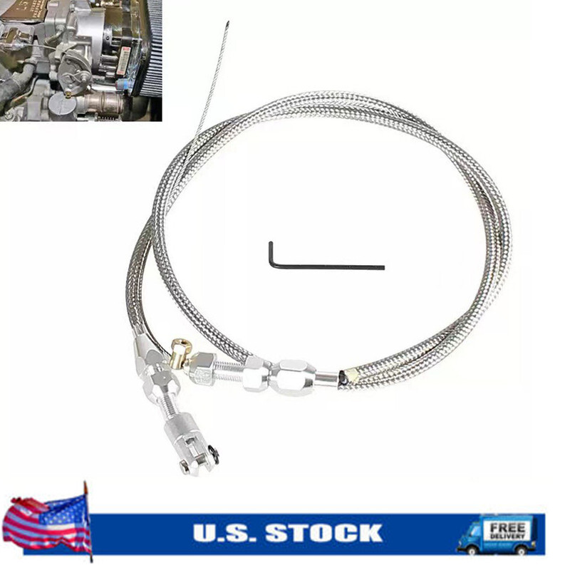 US 36" Car Engine Throttle Cable Stainless Steel Braided Throttle Gas ...