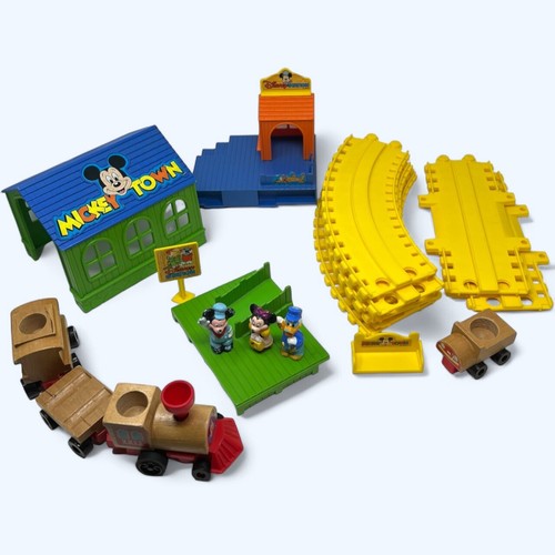 Vintage Disney Mickey Mouse Town Railroad Train Set Toy Mattel ...