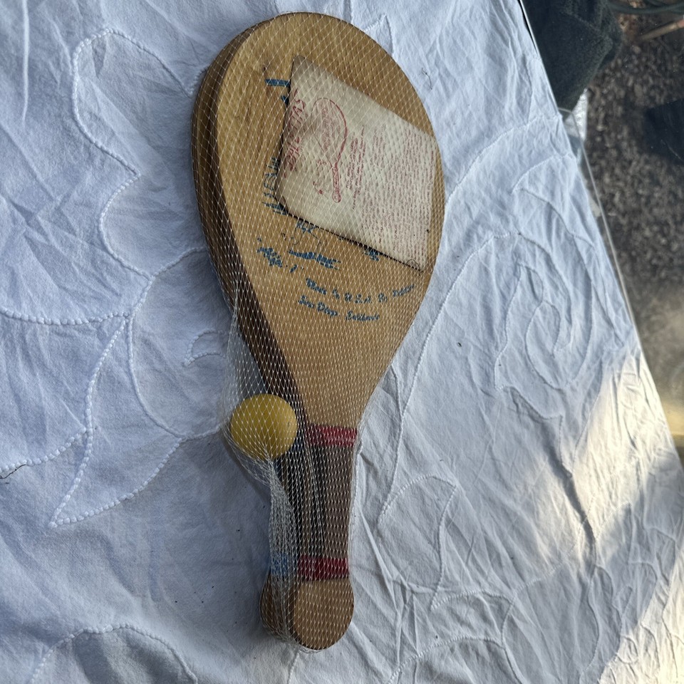 Two Vintage 1970s Palettes Wood PADDLE BALL Set | Surfer Girl on Wave ...