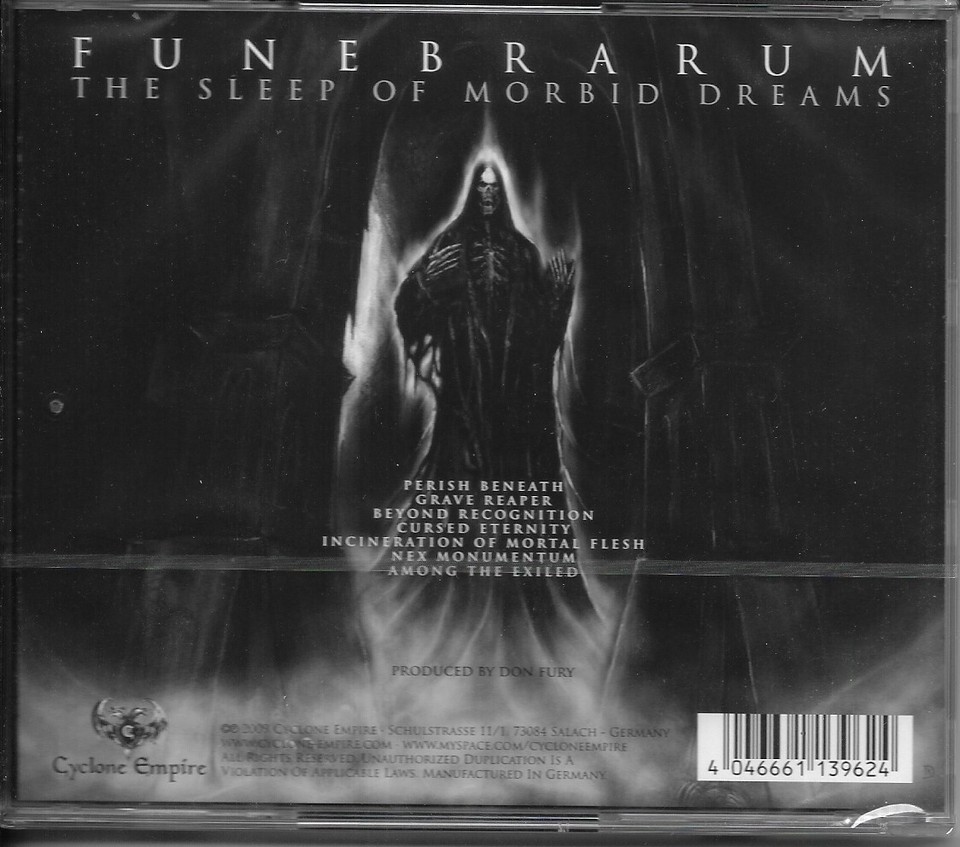 FUNEBRARUM-THE SLEEP OF MORBID DREAMS-CD-death metal-incantation-disma ...