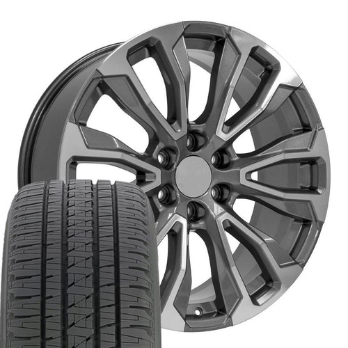14025 Gunmetal 22 in Wheels Bridgestone Tires SET Fit Cadillac Chevy ...