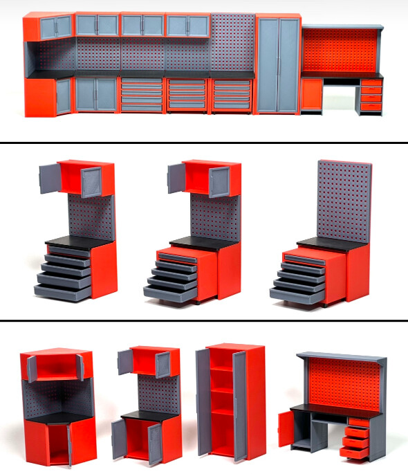 Diorama 1/18 Car Garage Props Model Workshop Repair Tool Scene Model ...