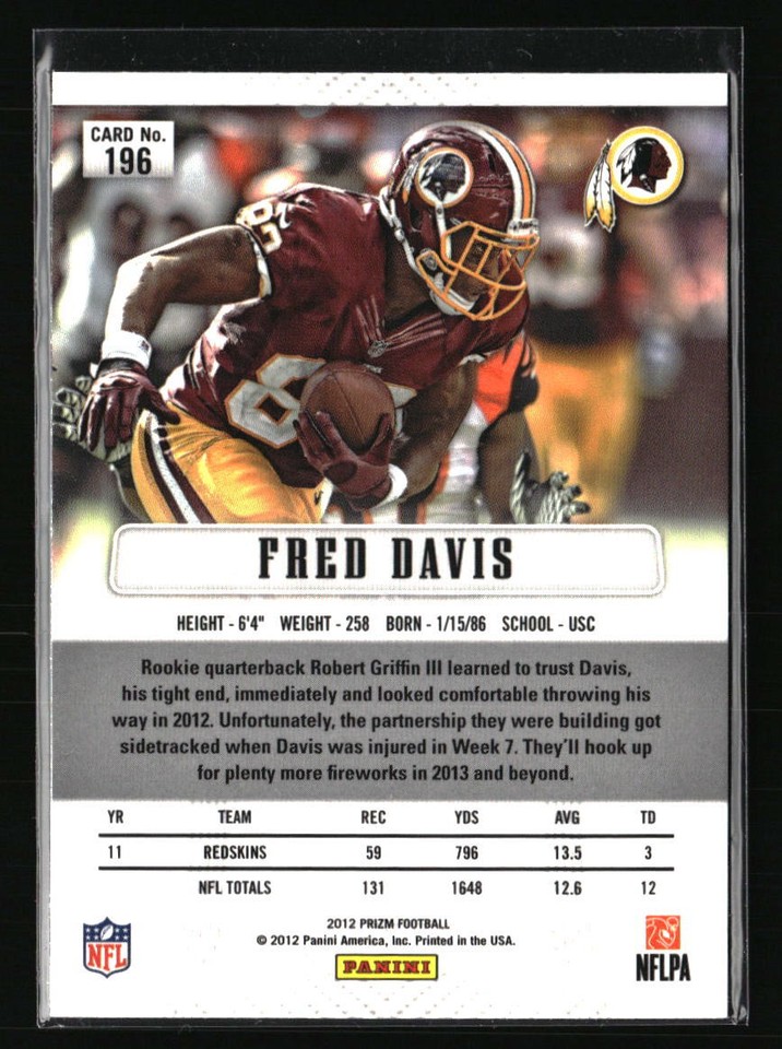 Fred Davis 2012 Panini Prizm #196 Football Card | eBay