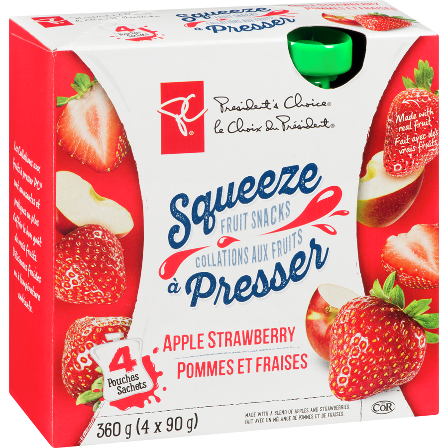 2-Pack President's Choice Apple Strawberry Squeeze Fruit Snacks | eBay