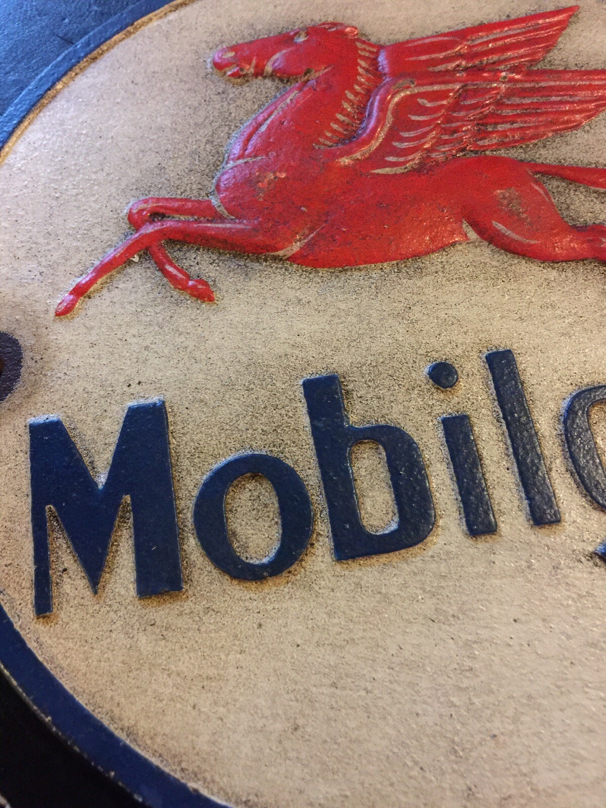 Mobil Oil Sign Plaque Cast Iron METAL Collector Garage Patina Car Truck ...