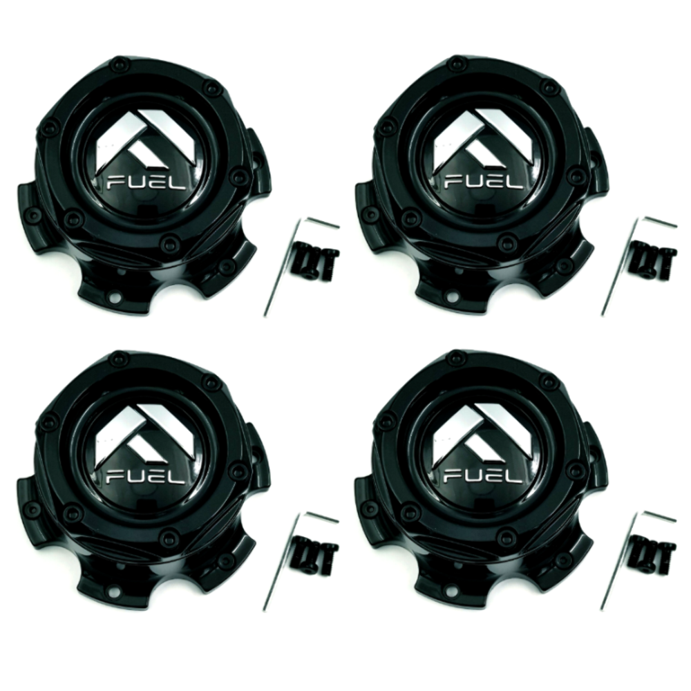 Set of 4 Fuel Gloss Black Wheel Center Hub Cap 6 Lug 6x5.5 Fuel Forge ...