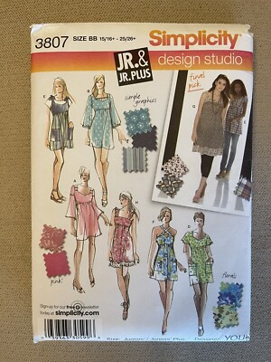 Simplicity 3807 Pattern Dress Tunic Juniors Plus Uncut 2007 | eBay