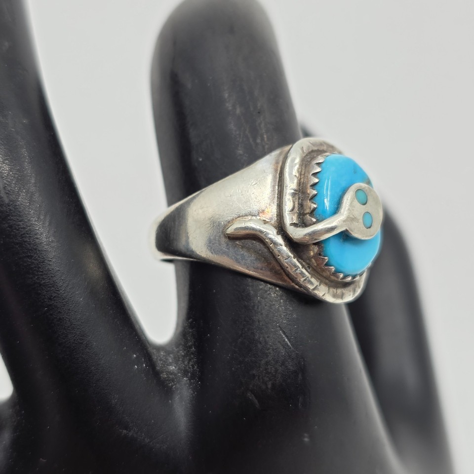 Effie Calavaza Signature Snake Ring Sleeping Beauty Sterling Ring Size ...